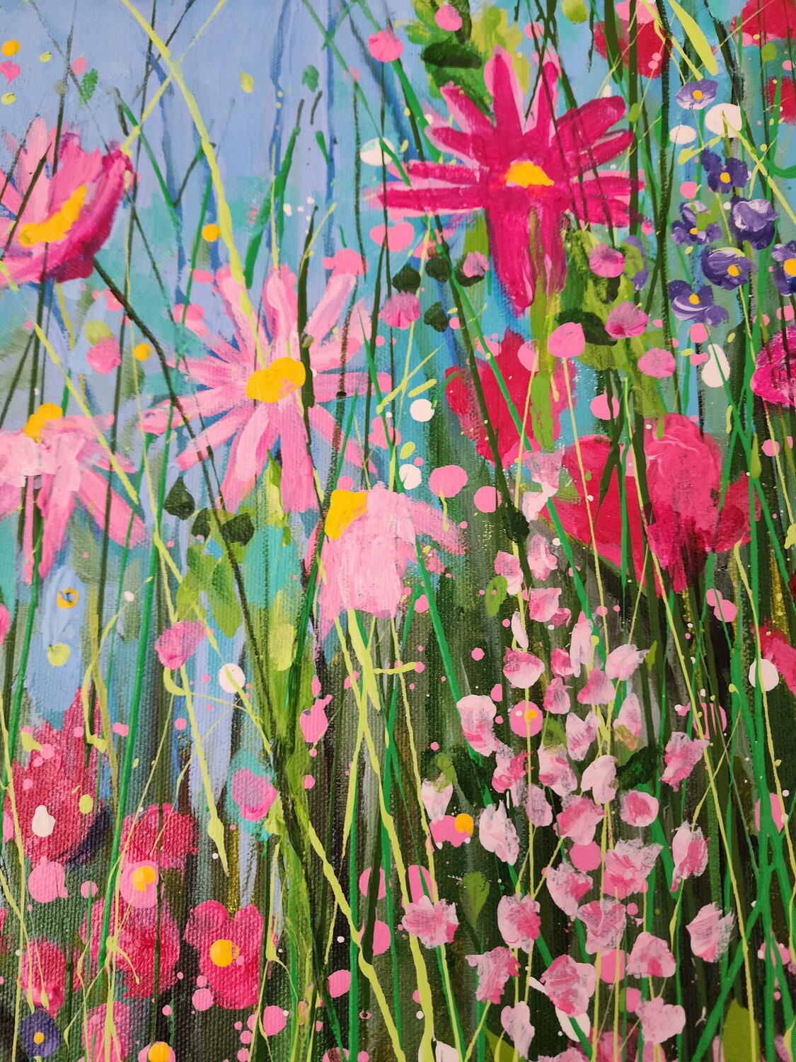Enchanted - Joy-bringer in Pink - Flowers by Karnish Art (2024) : Painting Acrylic on Canvas ...