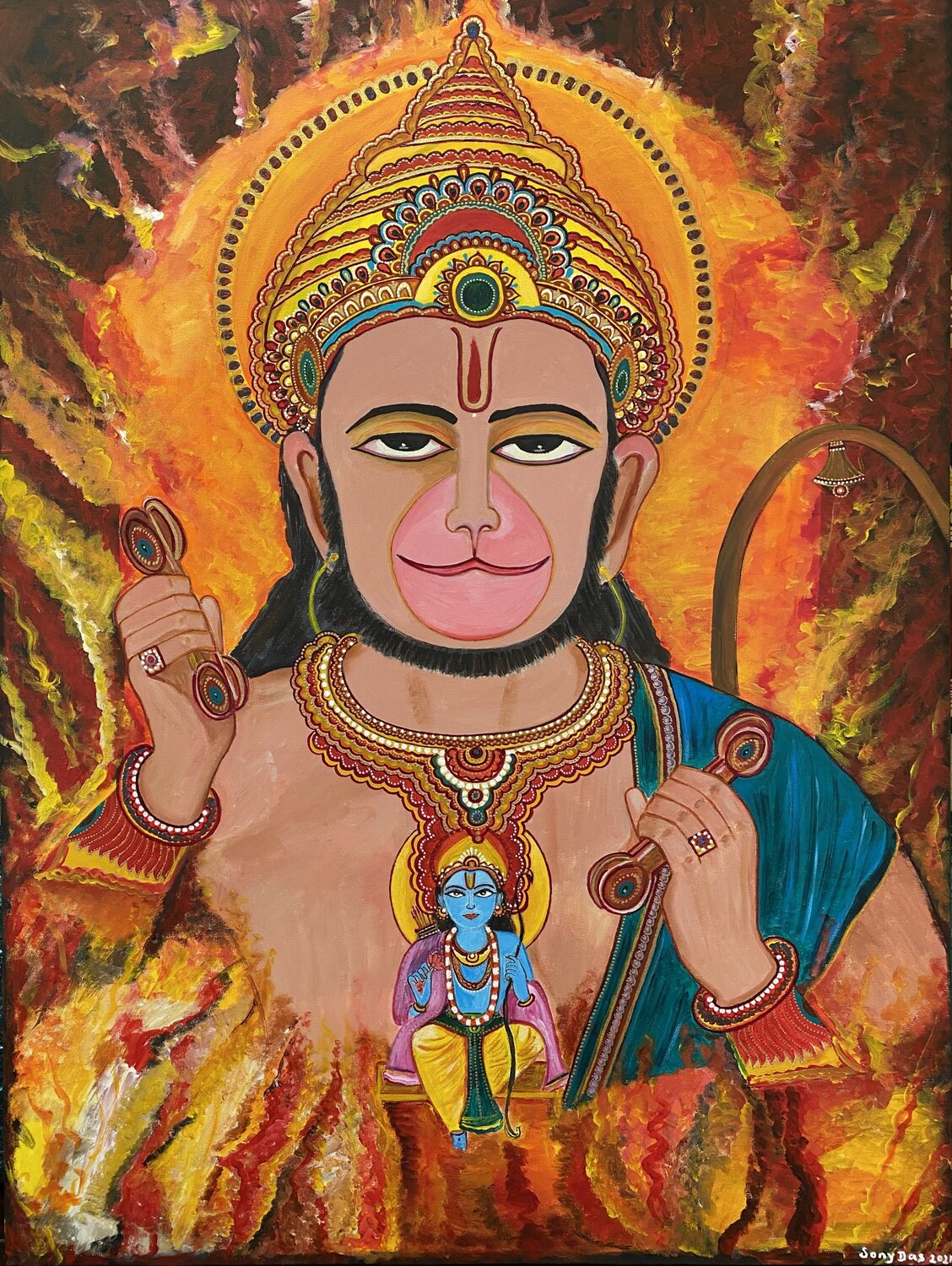 Hanuman by Sony Das (2021) : Painting Acrylic on Canvas - Singulart