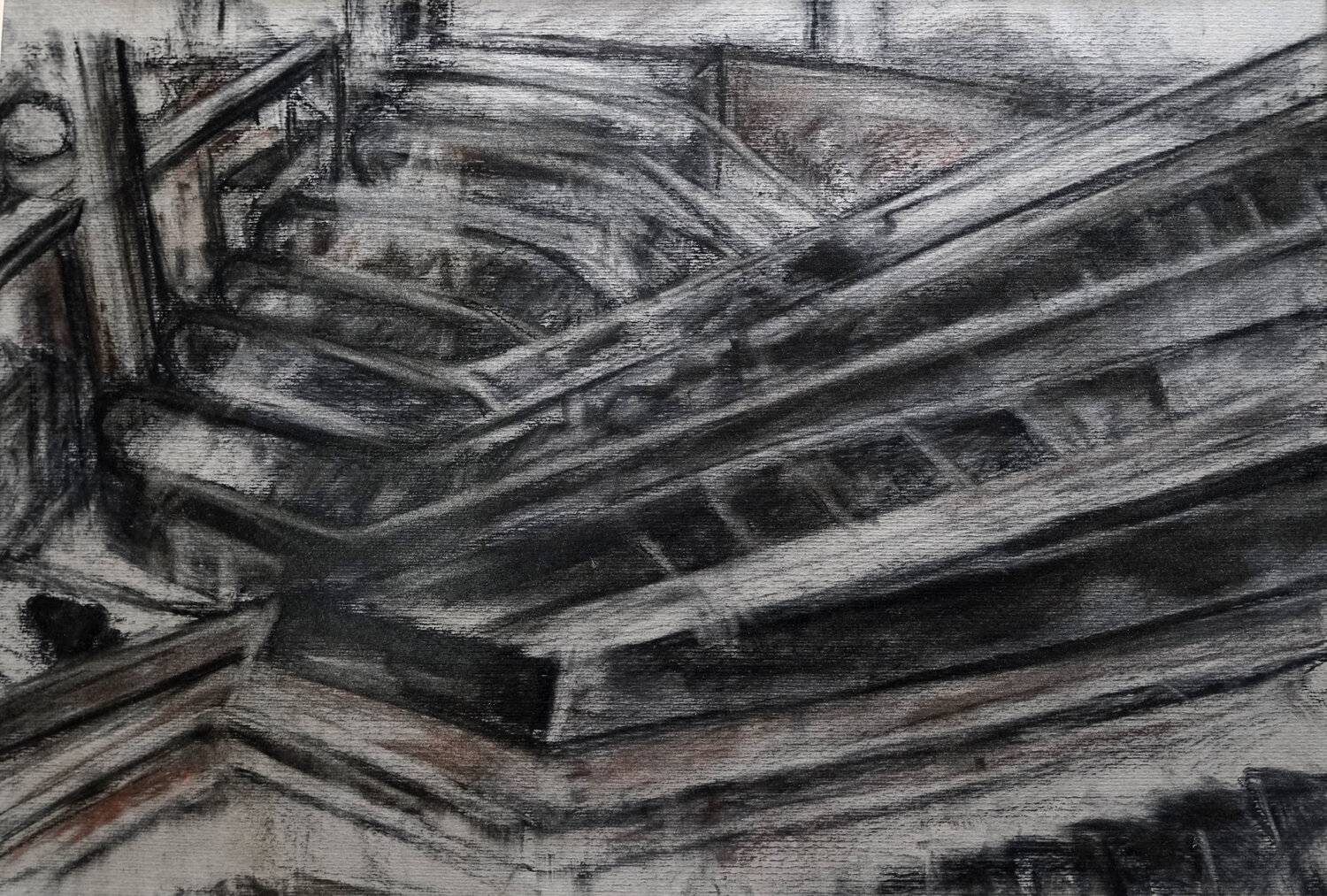 Escalators by Lidia Gemma Meriggi (2012) : Drawing Charcoal, Colored ...