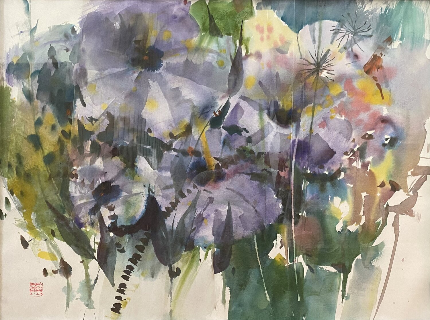 Flores Malva by Benjamín Castillo Barragán (2023) : Painting Watercolor ...