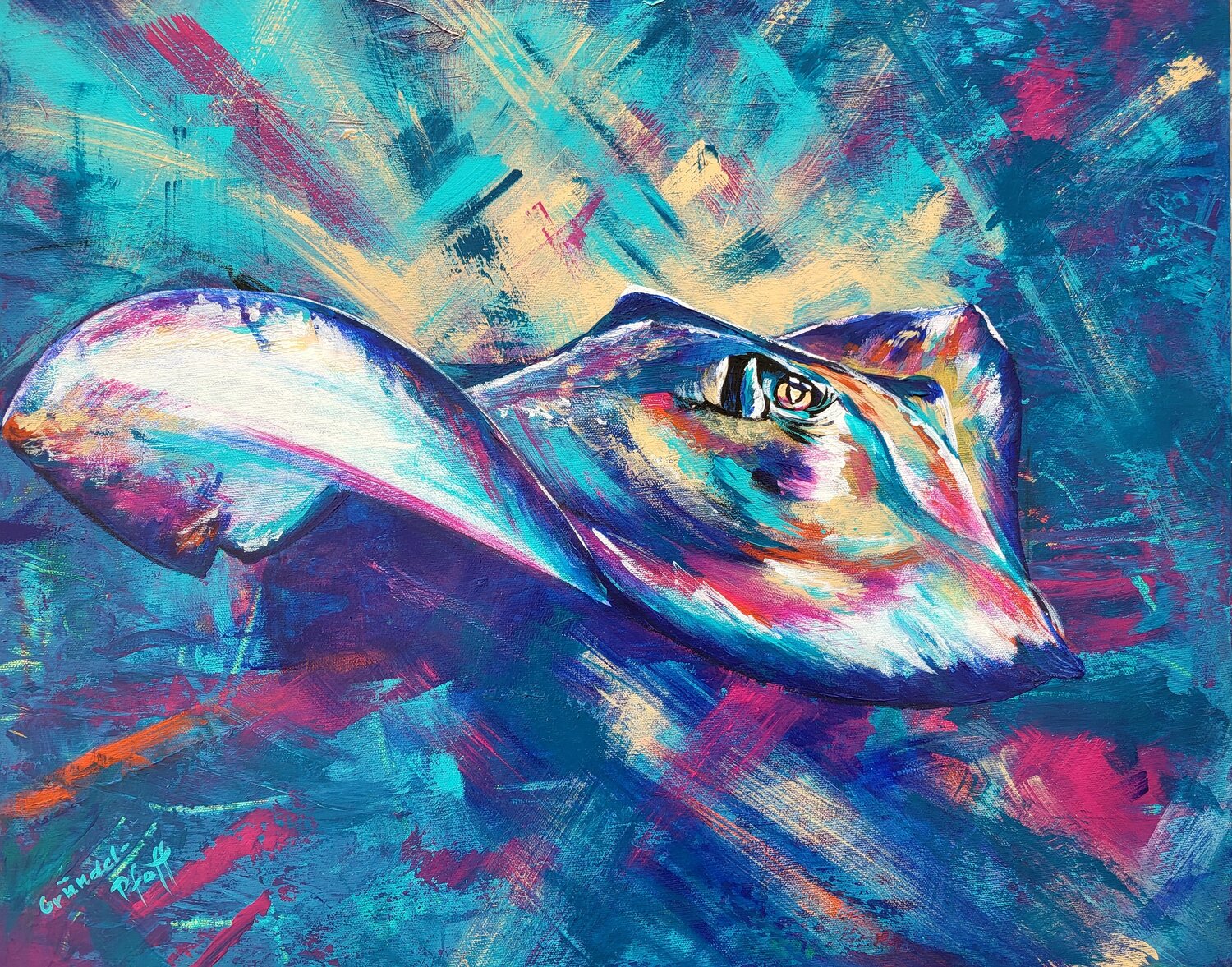 Farbrausch Unterwasser by Inge Gründel-Pfaff (2018) : Painting Acrylic ...