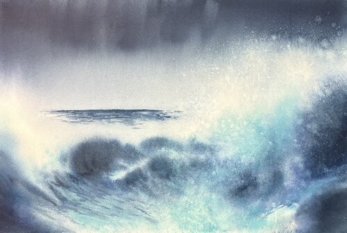 El pulso del mar de Montse Gil (2025): Pintura Acuarela en Papel ...