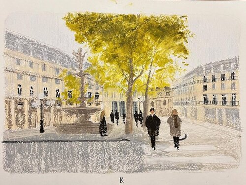 Place Colette by Daria Klimenko (2023) : Painting Pastel, Pencil on Paper - Singulart