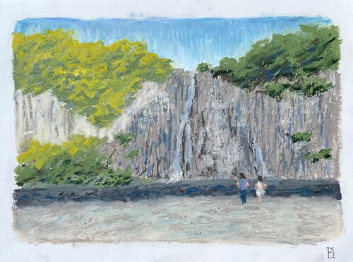 Niagara Waterfall. Reunion Island de Daria Klimenko (2024): Pintura Cera, Lápiz de color en ...