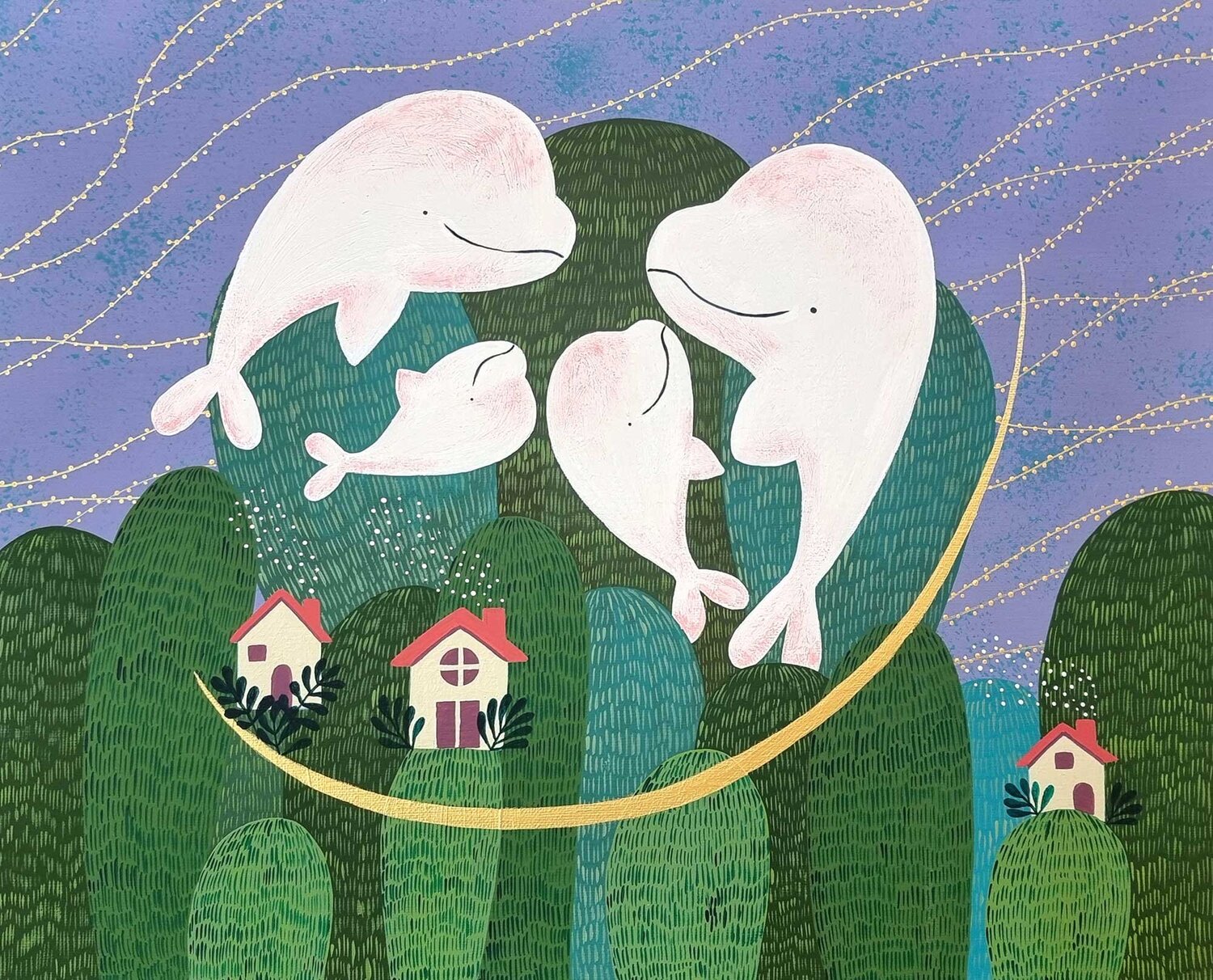 Forest village 1 by Byeol Muffin (2024) : Painting Acrylic on Canvas ...