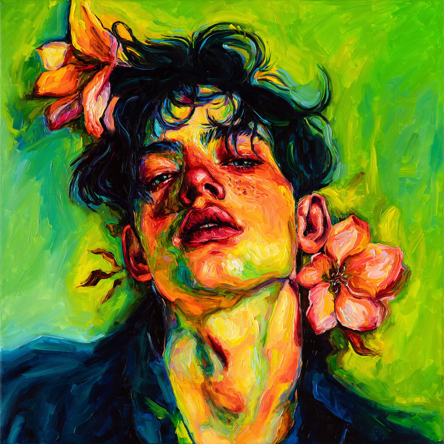 Green Portrait by Oleksandr Balbyshev (2024) : Painting Oil on Canvas ...