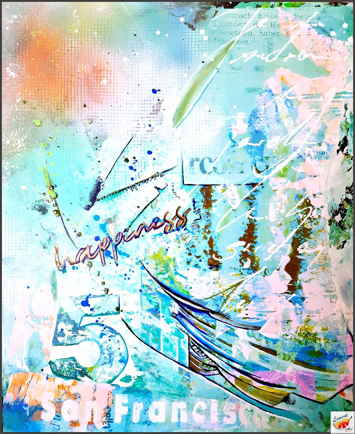 Happiness by Monika Linard (2023) : Painting Acrylic, Collage on Wood ...