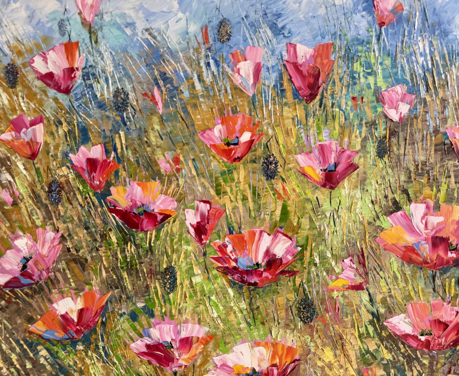 Poppy Field Original Oil Impasto Painting Flower Field by Nataliya ...