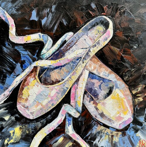 Ballet Original Oil Painting Pointe Artwork Ballet Shoes Pointe Shoes ...