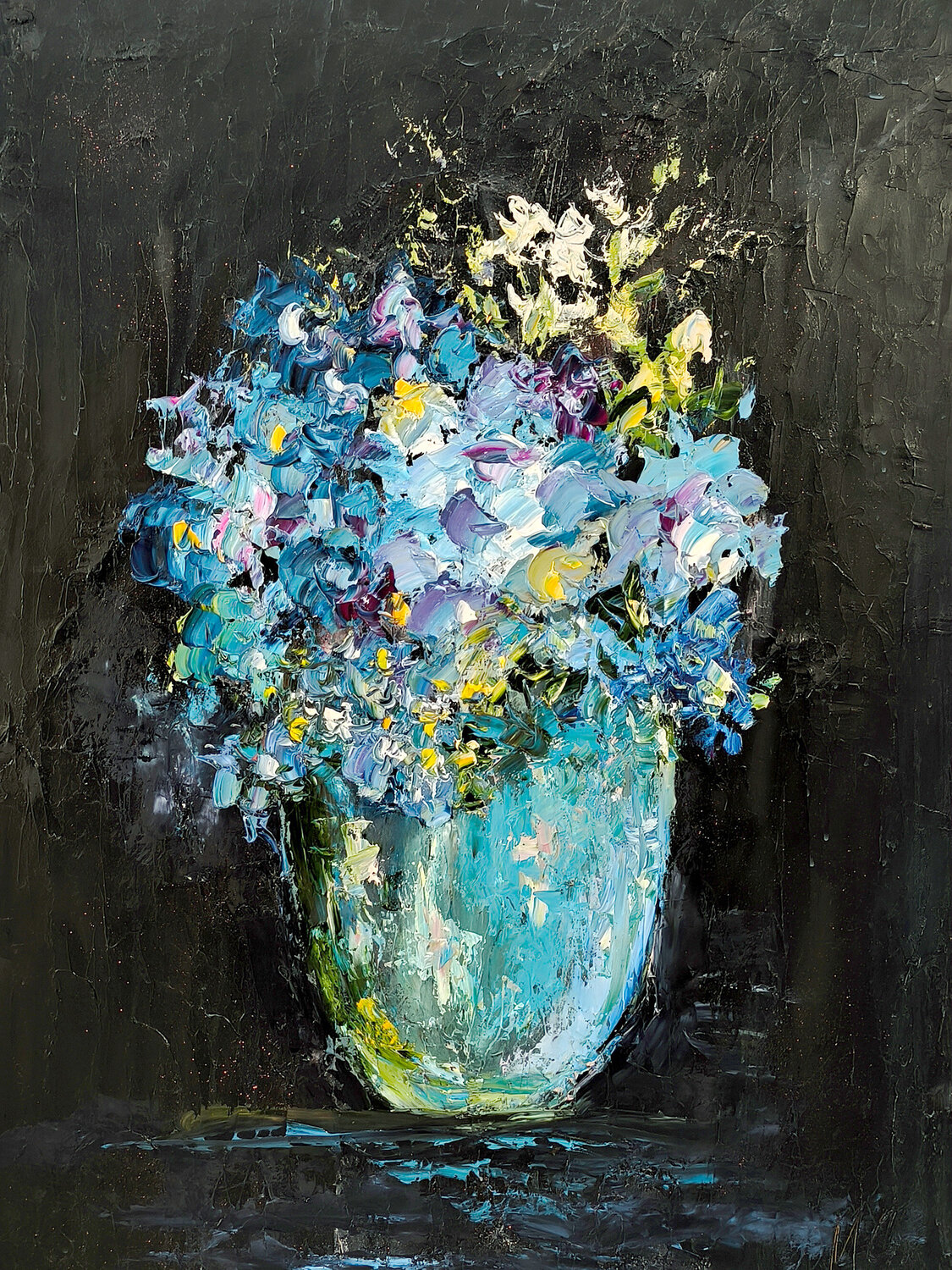 Blue Coquette — Hydrangea de Maria Slynko (2026) : Peinture Huile sur ...