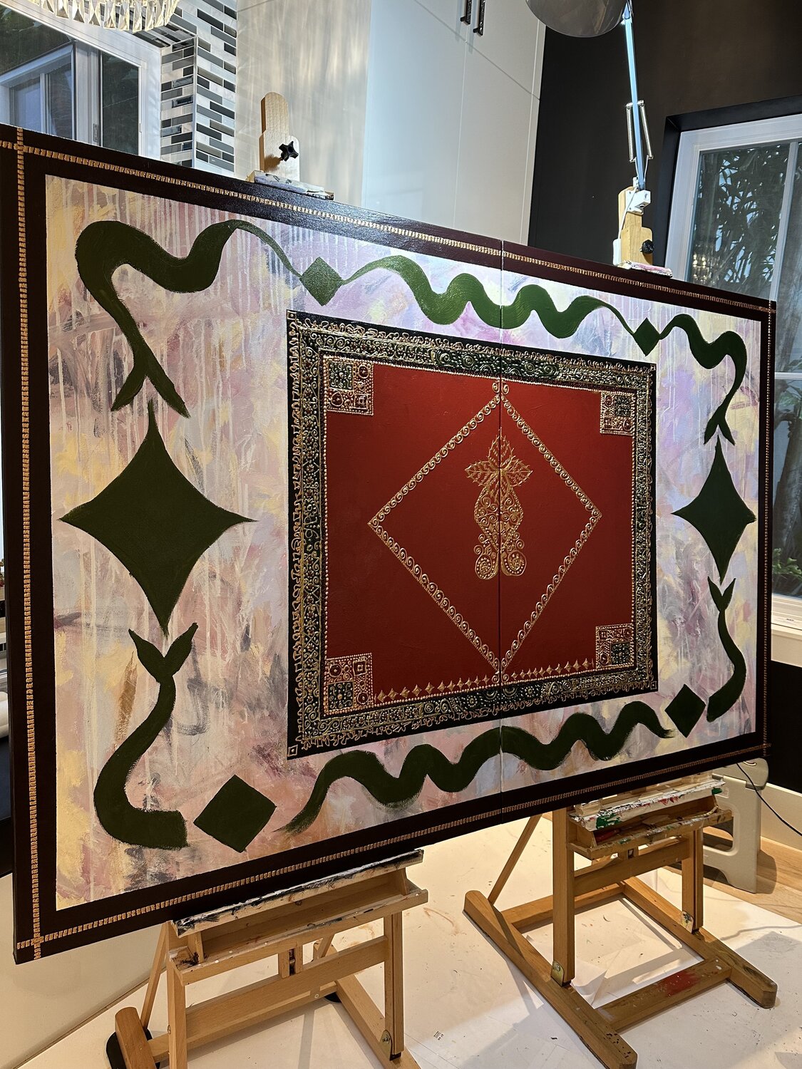 Luxuries and Gold Rug ( textured acrylic painting ) by Elena Dmitrenko ...