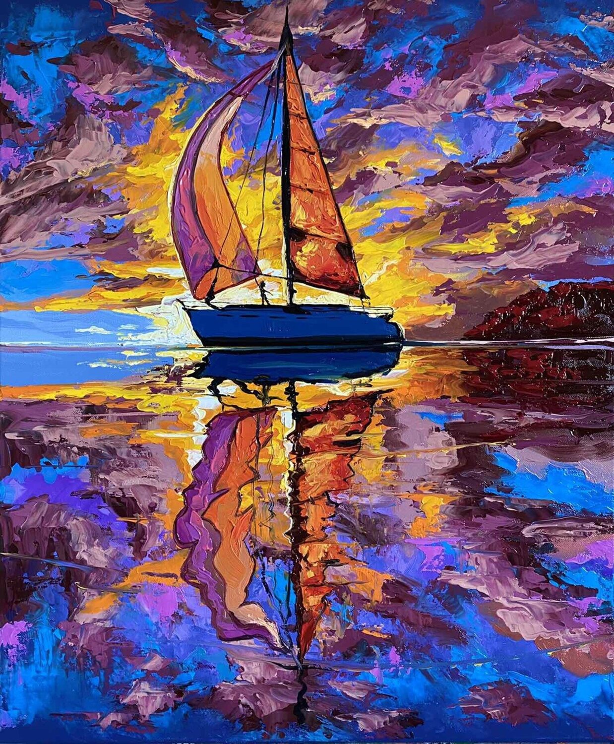 Bright happy future by Elena Dmitrenko (2022) : Painting Oil, Cotton on ...