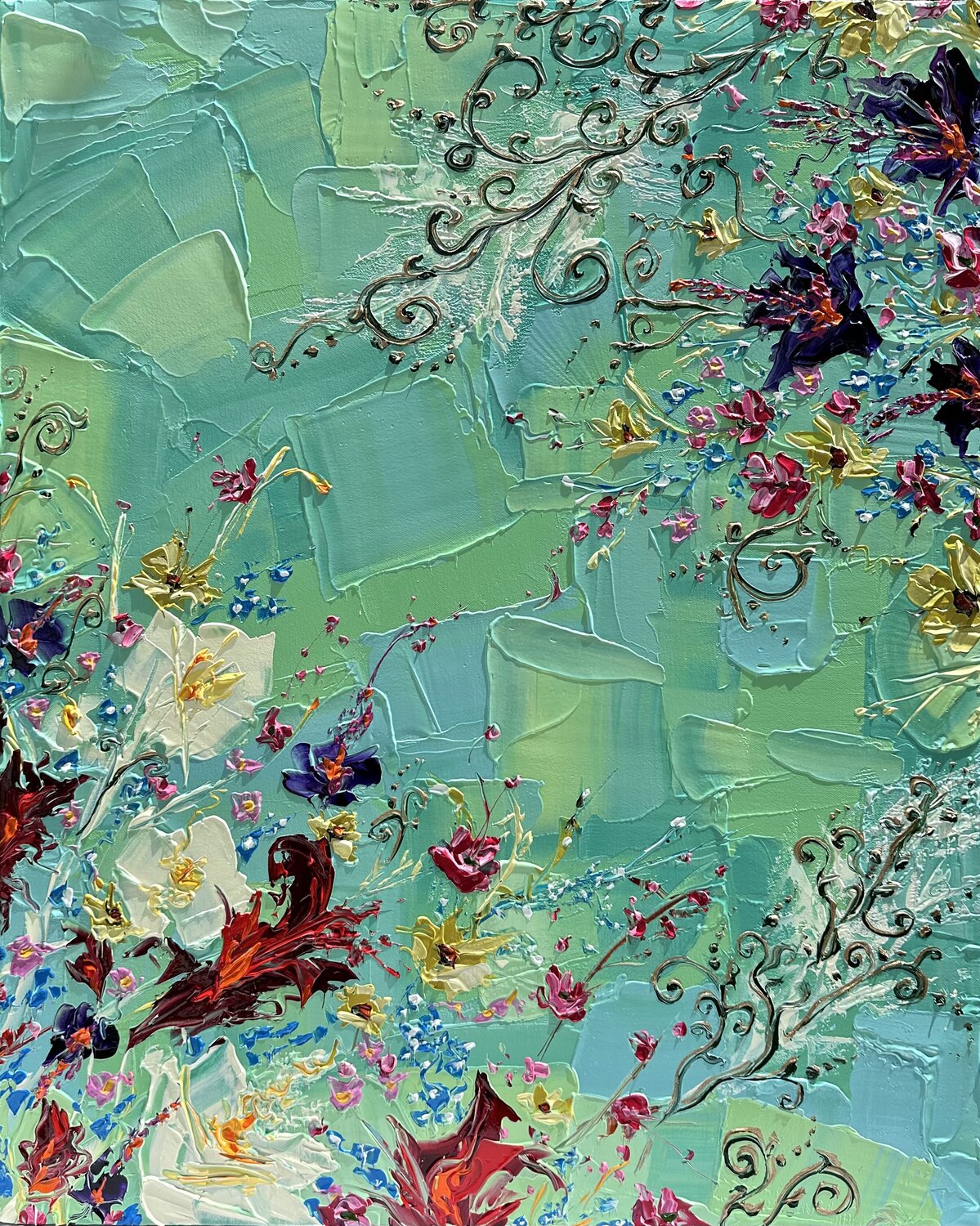 Floral Abstraction 1 by Elena Dmitrenko (2023) : Painting Oil on Canvas ...