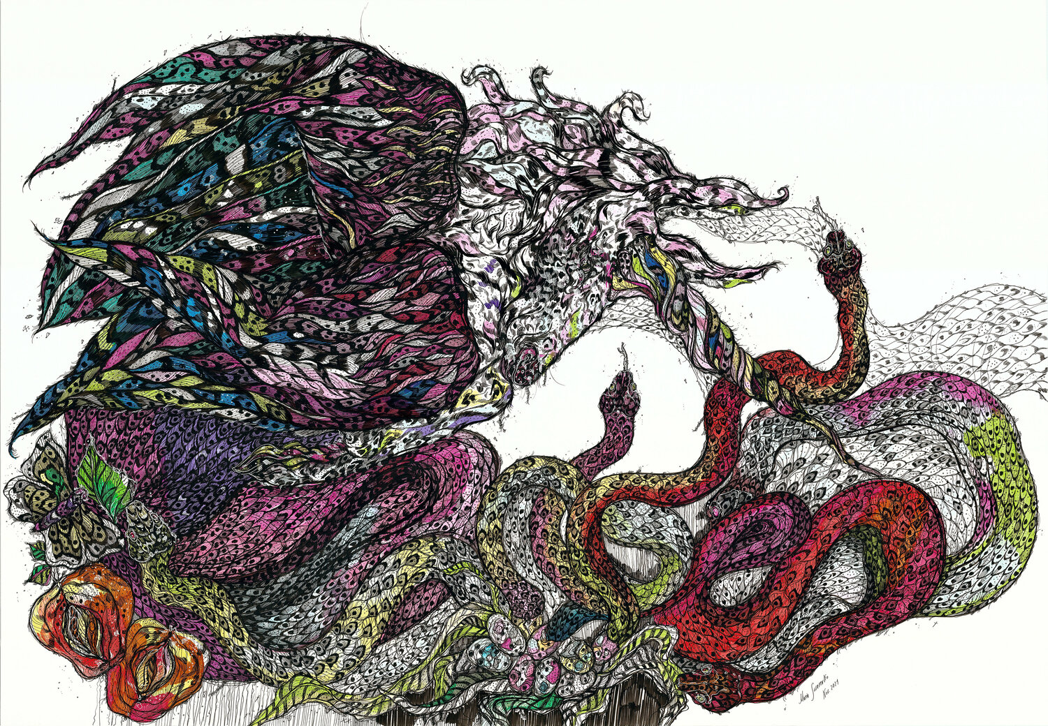 Unicorn&Snakes by Maria Susarenko (2021) : Drawing Pencil, Pen on ...
