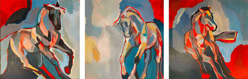 Triptyque equilibre by LAURE SAIGNE (2022) : Painting Acrylic, Oil on ...