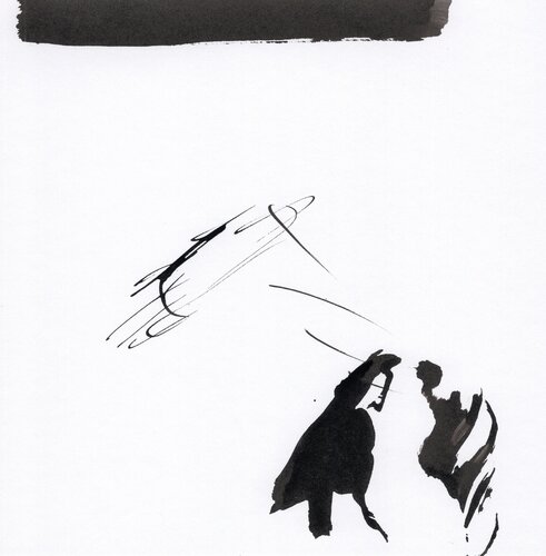 "Instant numéro 4" von Nicolas VASSE (2025): Werk auf Papier Tusche auf ...