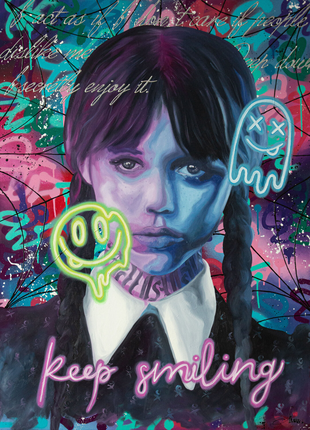 Keep Smiling - Wednesday Addams by Monika Mrowiec (2023) : Painting ...