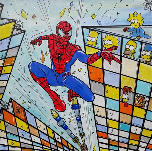 Spiderman and friends by Manuela Reitz (2022) : Painting Acrylic on ...