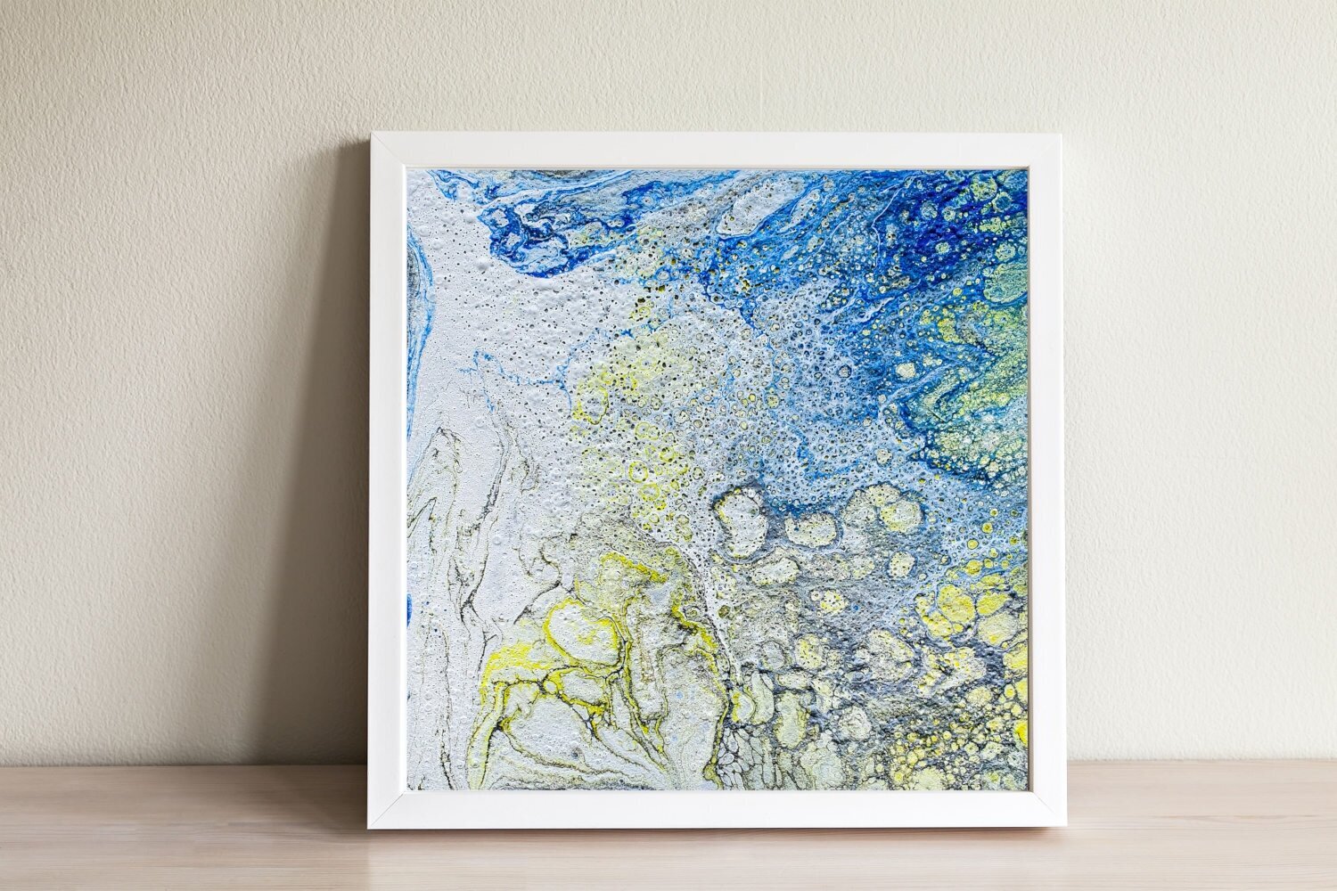 Lemon Azure Cell Drift by Tetiana Surshko (2020) : Painting Acrylic ...