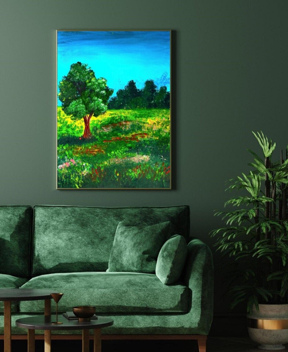 Sunny Meadow Tree by Tetiana Surshko (2017) : Painting Oil, Lacquer on ...