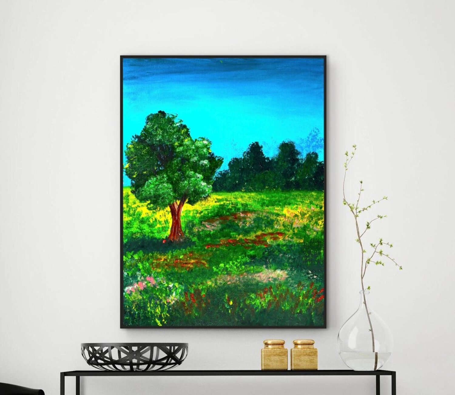 Sunny Meadow Tree by Tetiana Surshko (2017) : Painting Oil, Lacquer on ...