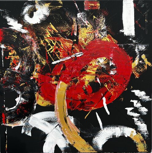 Gold, schwarz, rot mit zeitgenössischen Schwüngen wird abstrakt / Hotel ...