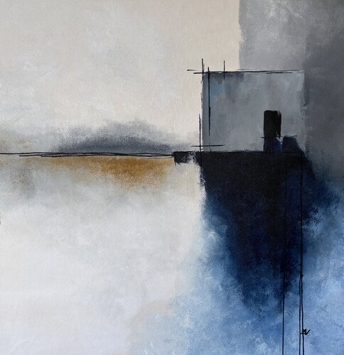 Quiet Architecture in Blue by Ana Ozz (2025) : Painting Acrylic on ...