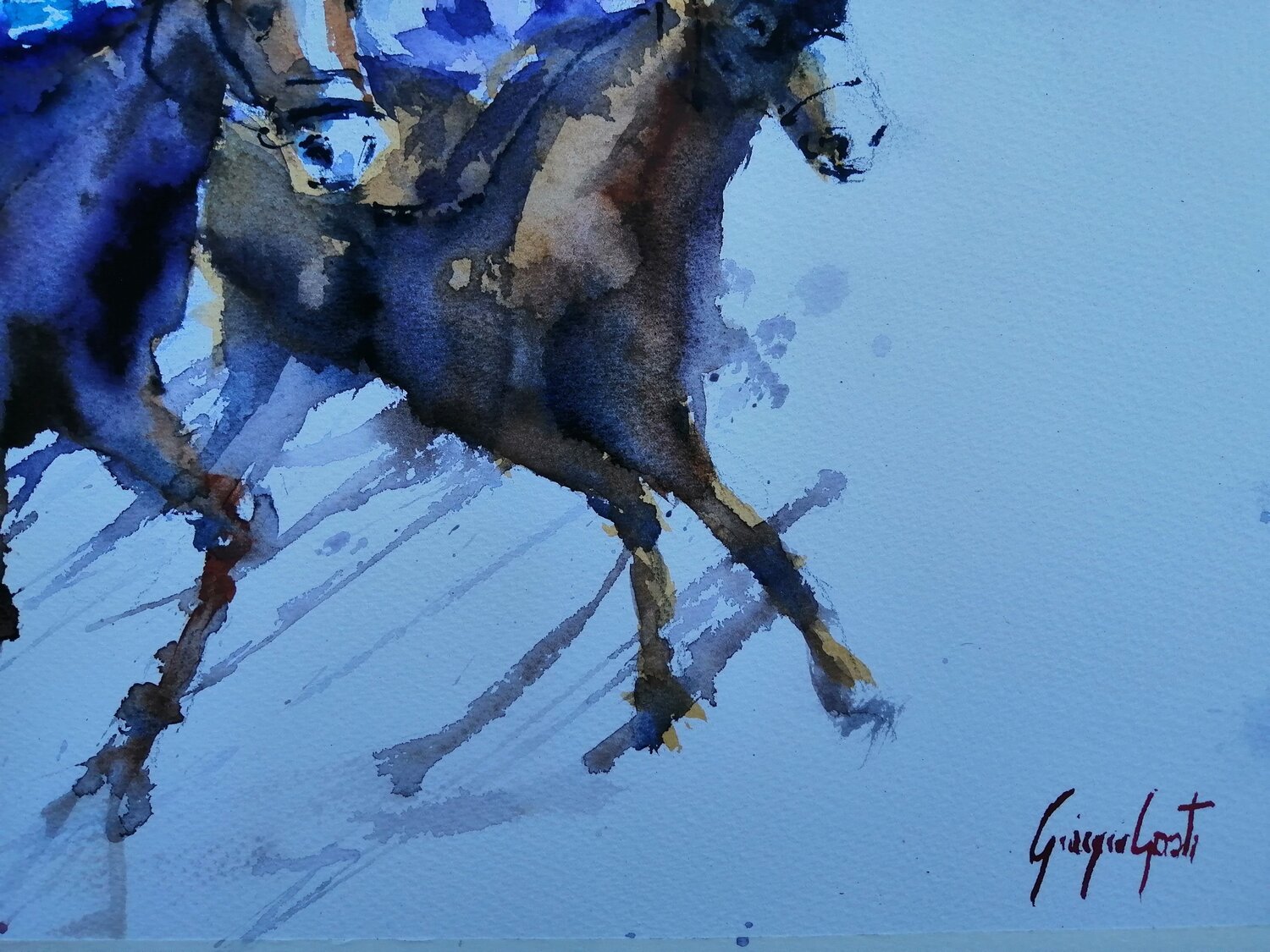 the horse race 31 by Giorgio Gosti (2023) : Painting Watercolor on ...