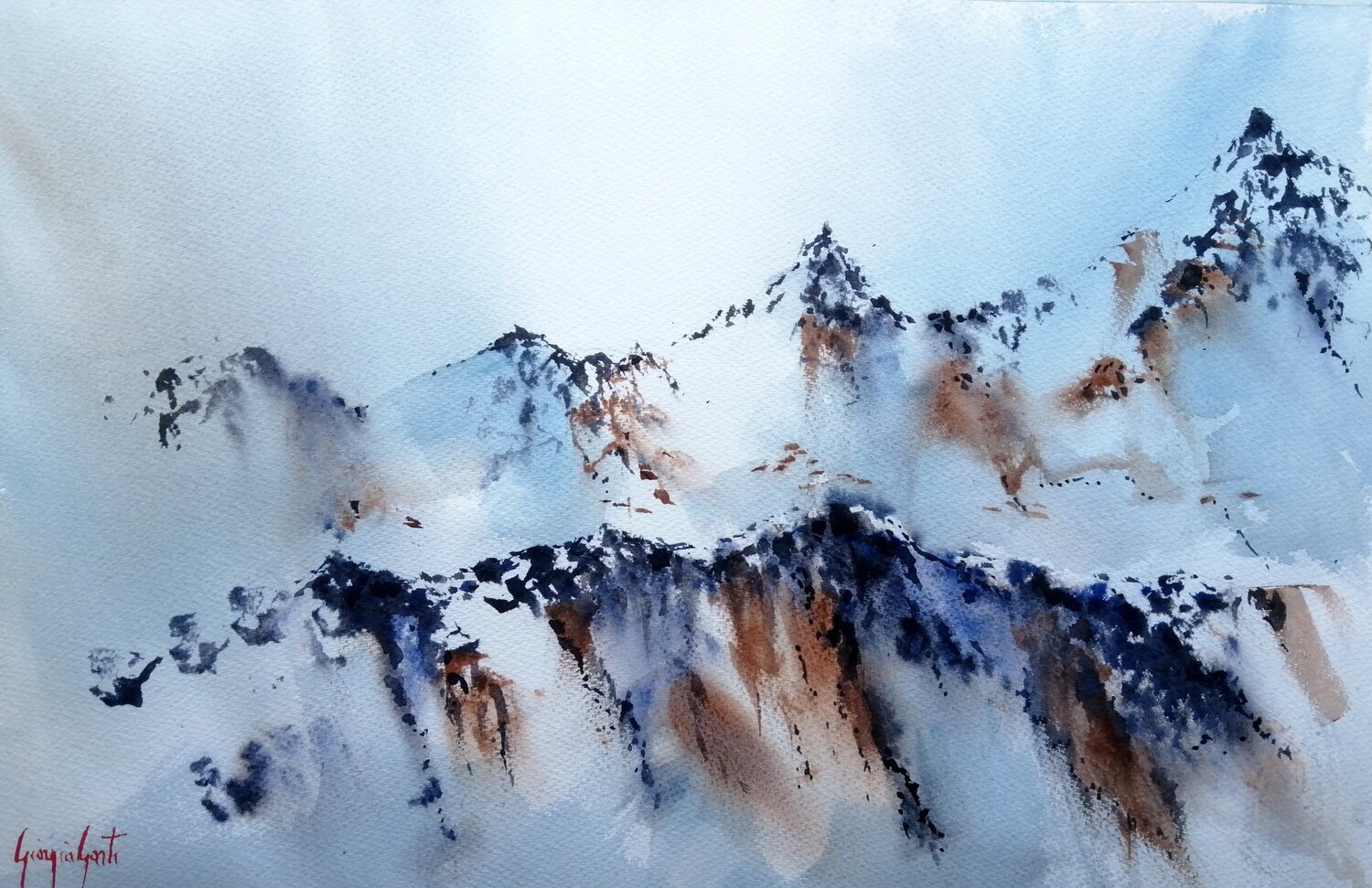mountains 4 by Giorgio Gosti (2023) : Painting Watercolor on Paper ...