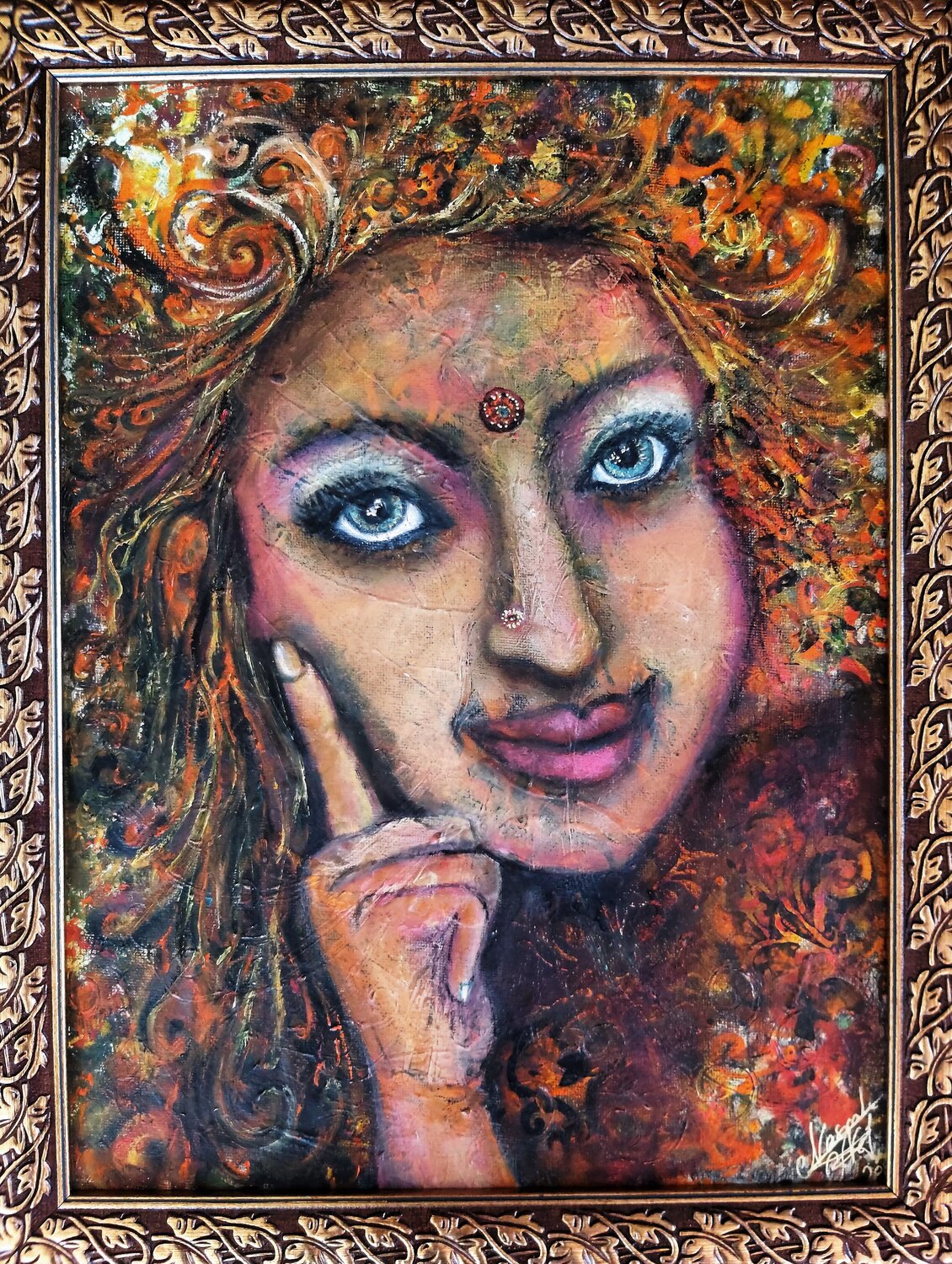 INDIAN GIRL by Nasrah Nefer (2022) : Painting Acrylic, Oil on Canvas ...