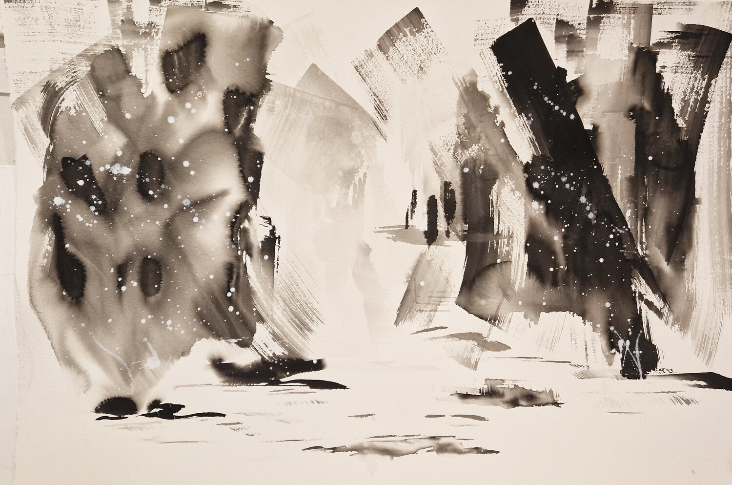 révolte de l'hiver neigeux von Simone Monney (2023): Malerei Tusche ...