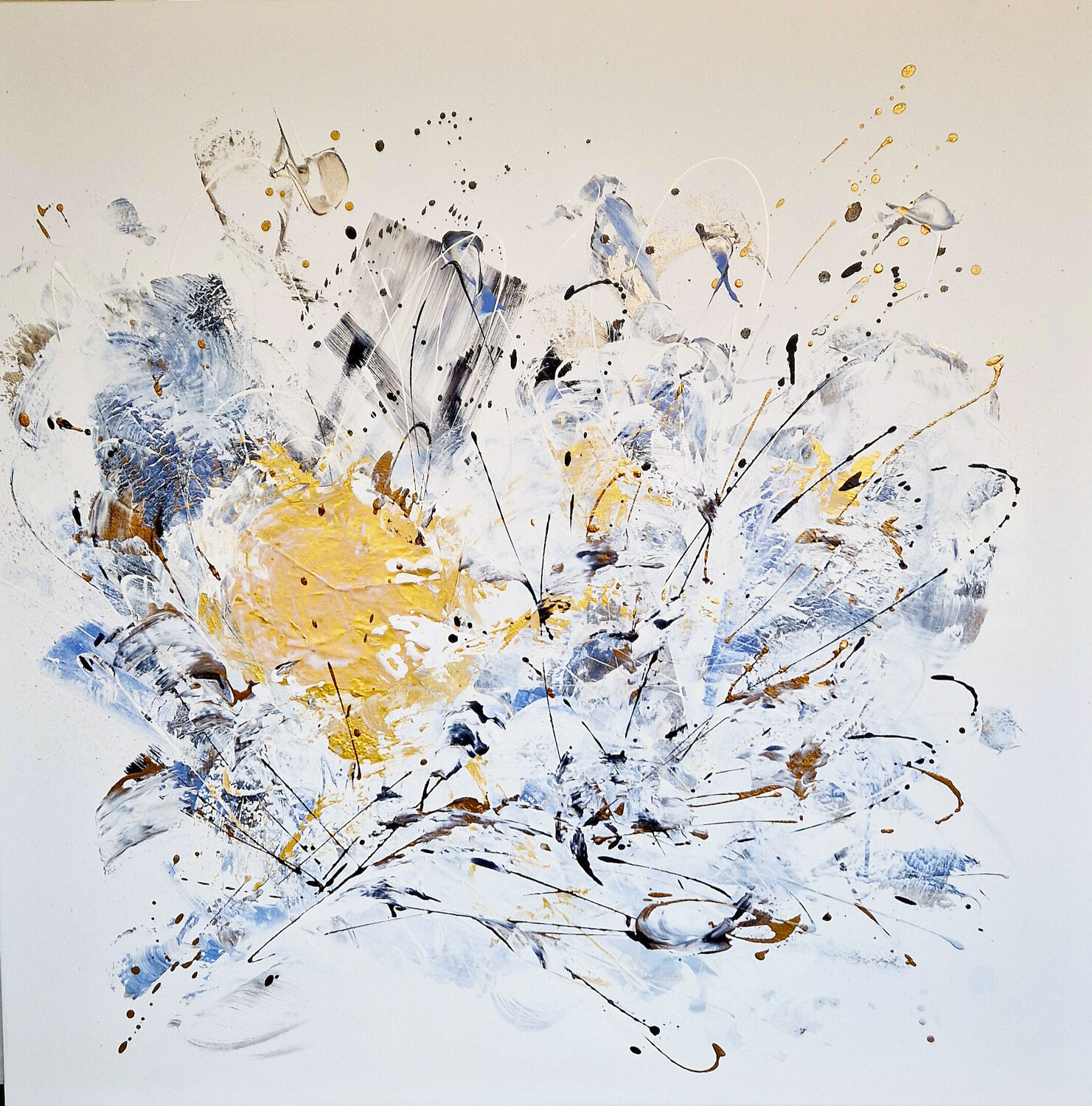 Warm wintery day by Simone Monney (2024) : Painting Acrylic, Collage on ...