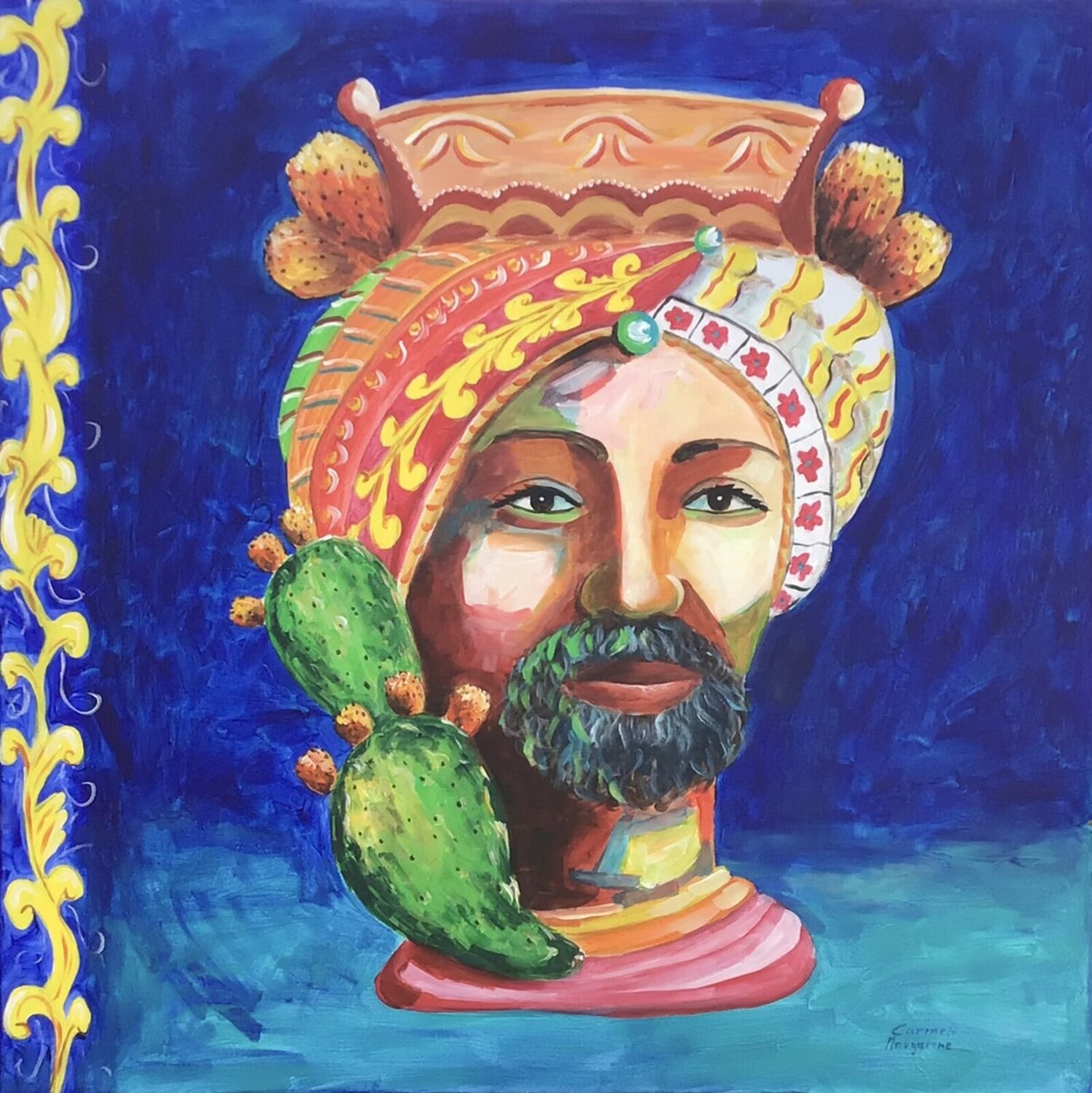 Teste di Moro con fichi d'india by Carmelo Margarone (2022) : Painting ...