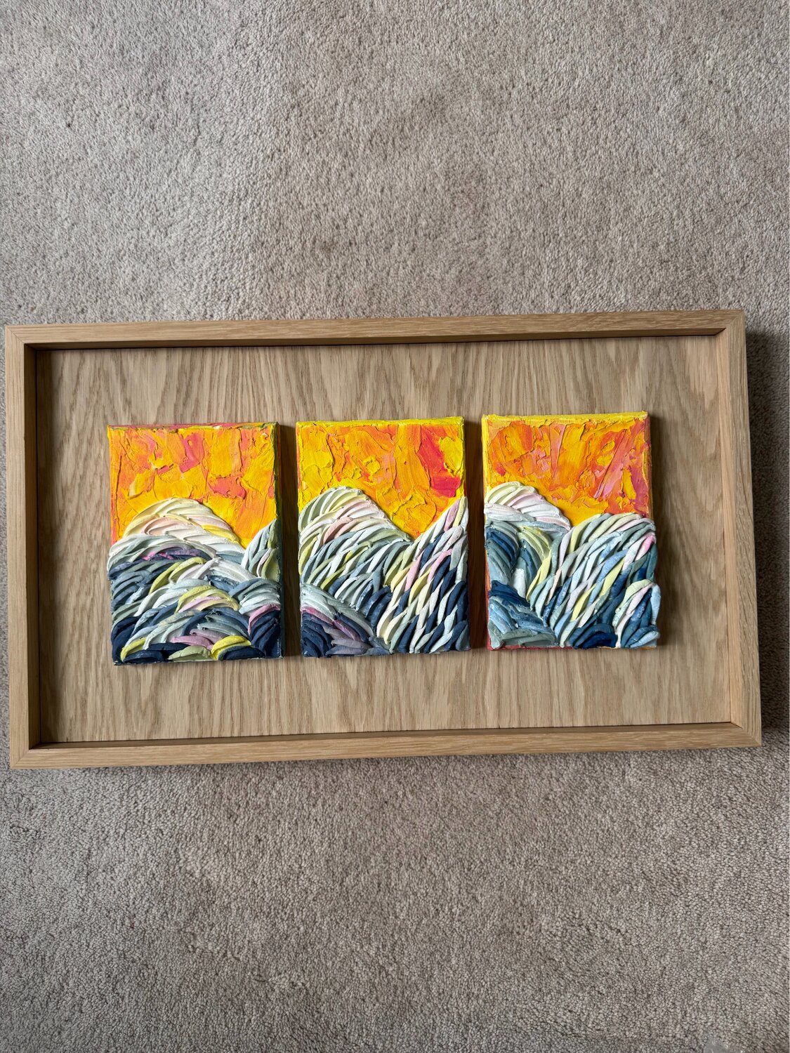 Abstract Mountains Triptych by Gaya Chandrasekaran (2024) : Painting ...