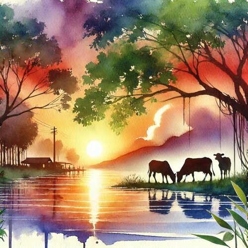 Dämmerung der Natur von Steven Elijah Neuhaus (2024): Malerei Acryl ...