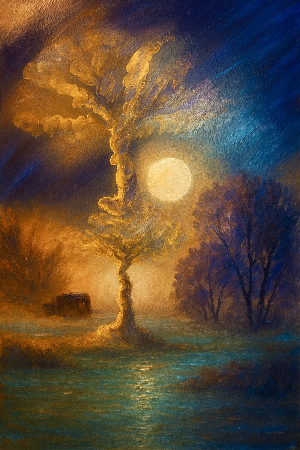Der Baum im schminndernden Fluss Digital Painting mit AI by Steven ...