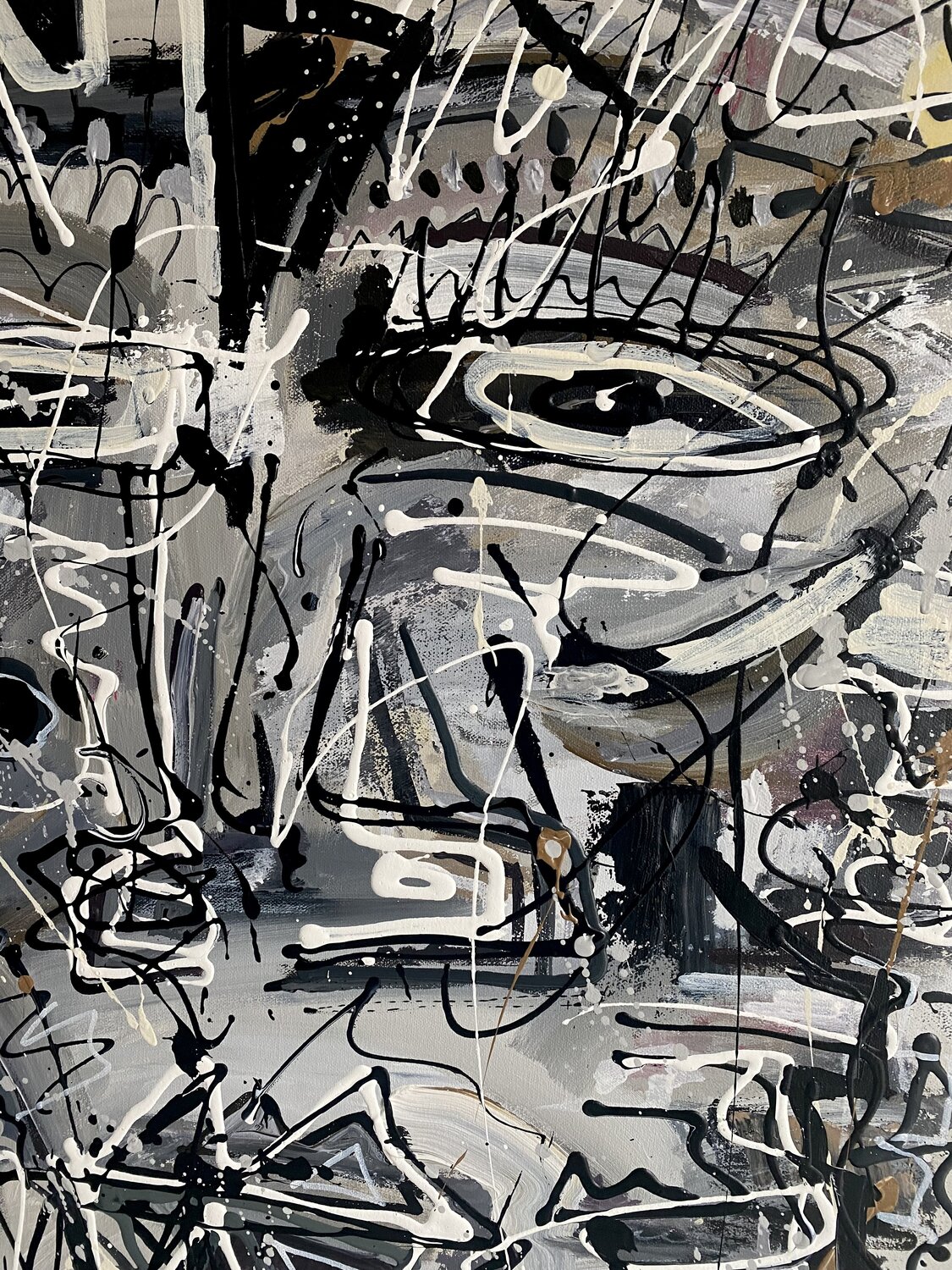 Face in grey by Fabian Braun (2025) : Painting Acrylic, Pastel on Linen ...