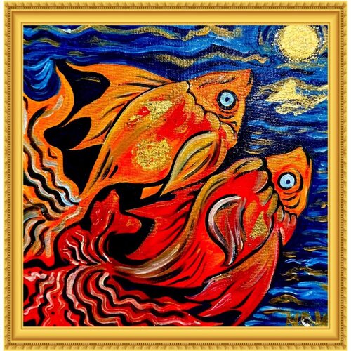 Carp Fish Good Luck door Natali Deus Universe (2025) : Schilderij Olie ...