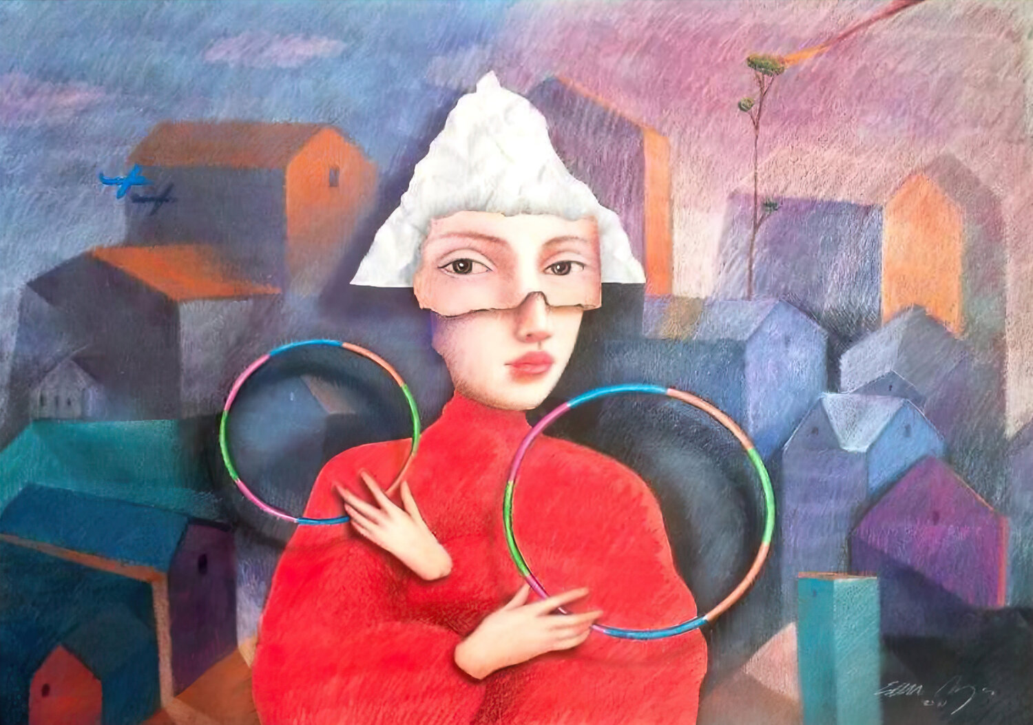 Niña de los aros by Edwin Rojas (2021) : Painting Graphite, Chalk ...