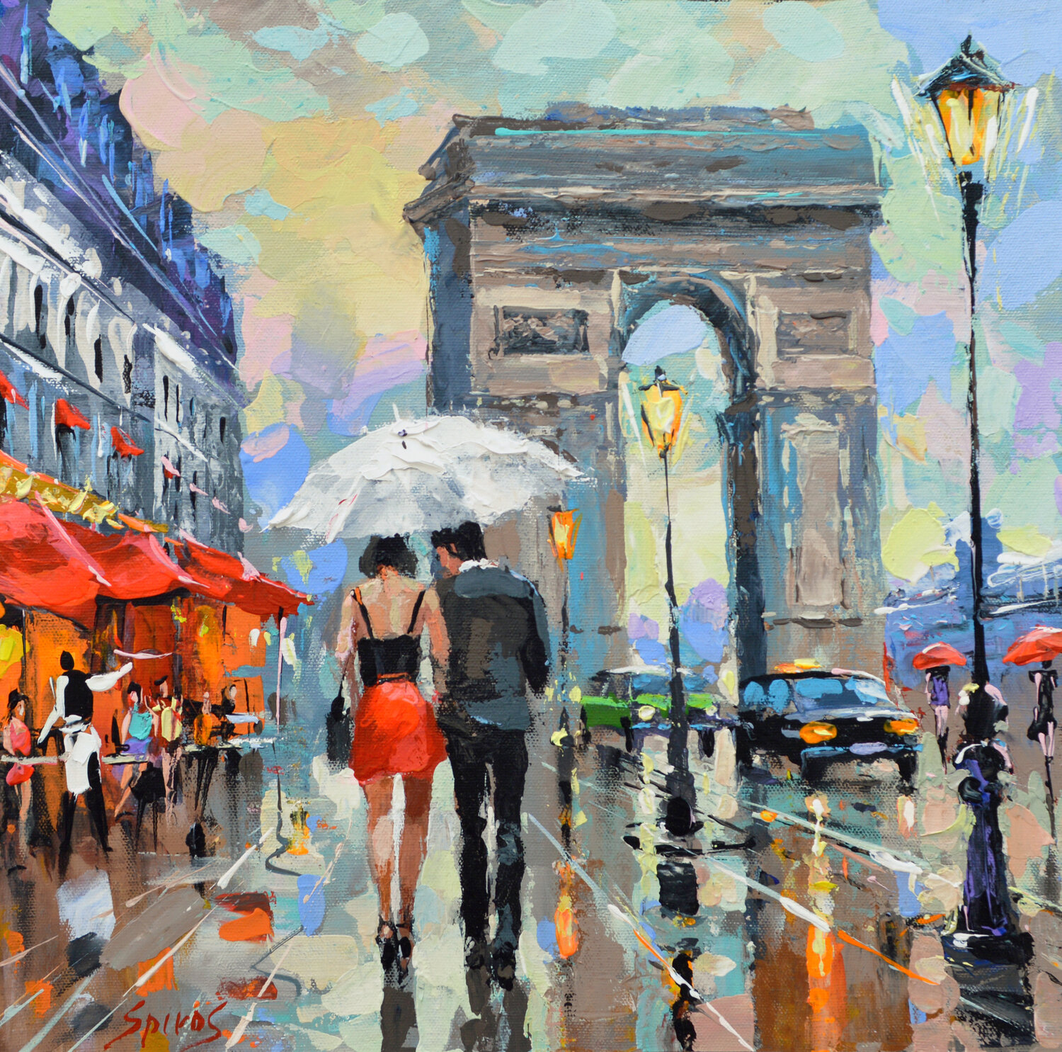 Evening walk by Dmitry Spiros (2019) : Painting Acrylic on Canvas ...