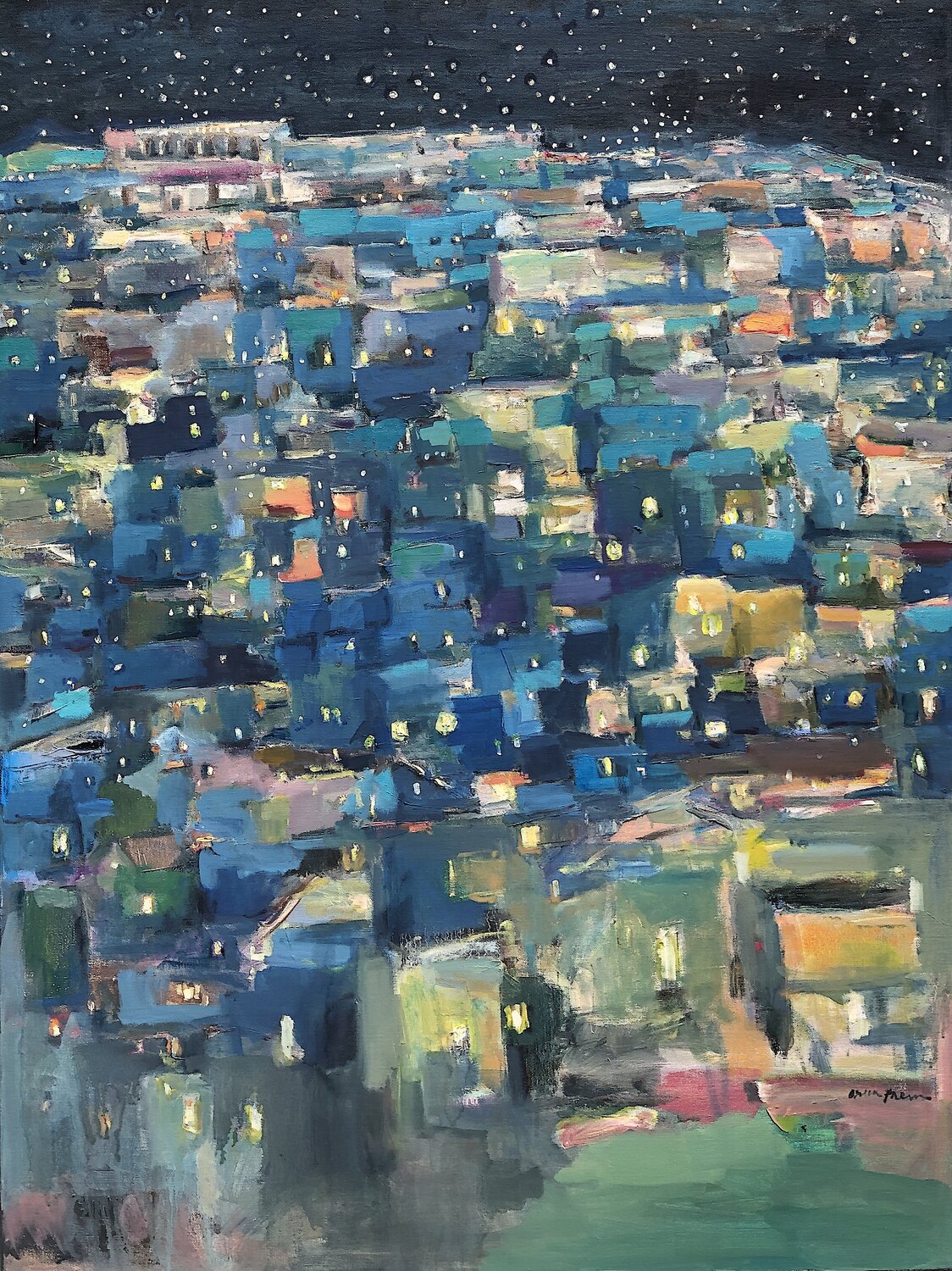 Bright Night by Arun Prem (2023) : Painting Oil on Canvas - Singulart