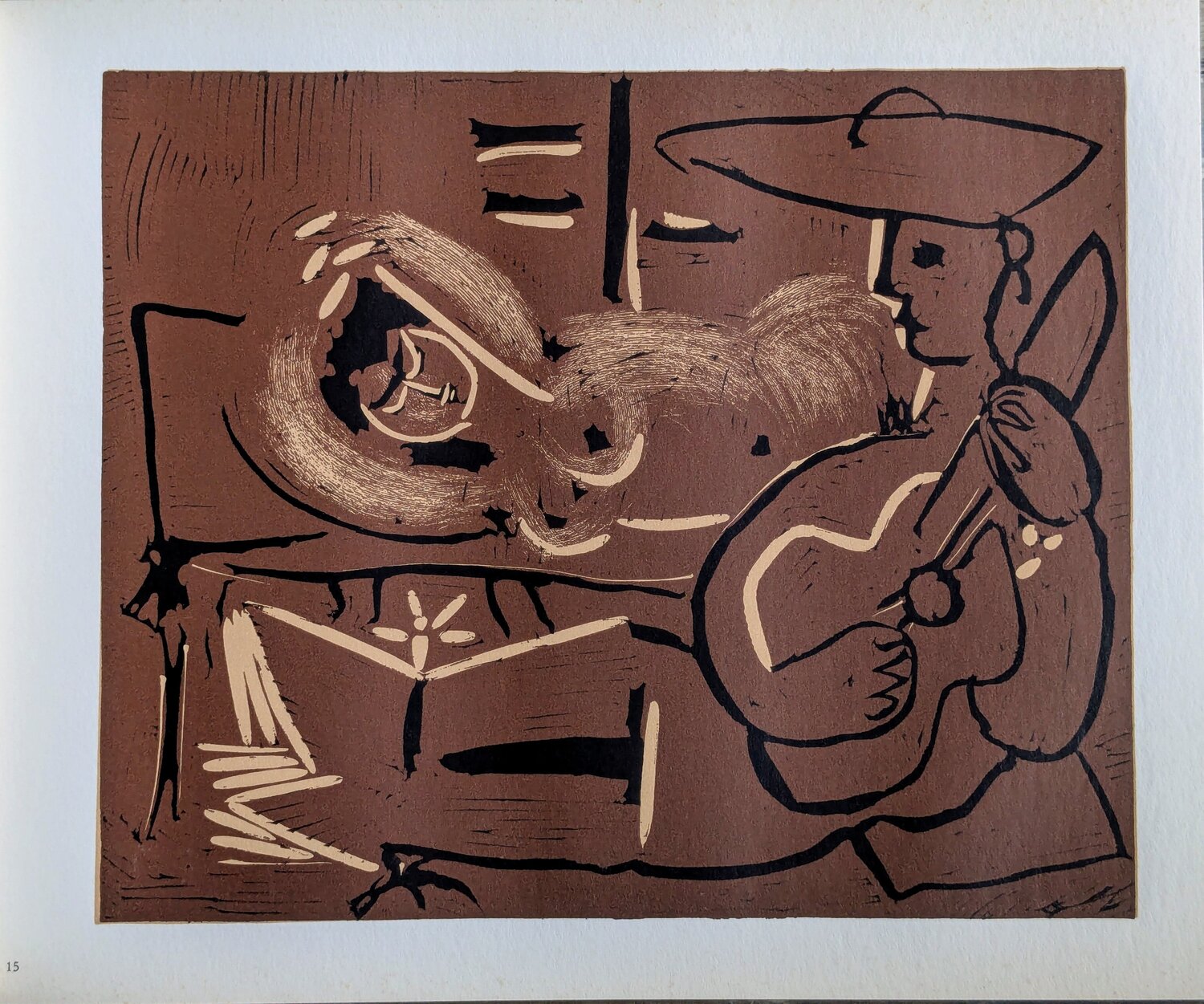 Nude and guitar player - Original Linocut, 1962 by Pablo Picasso (1962 ...