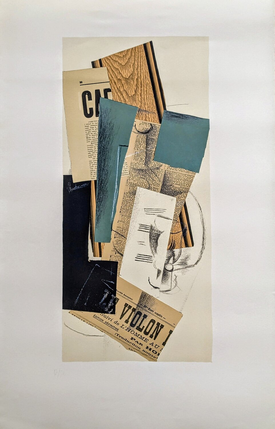 Collage with Violin - Vintage Large Lithograph in colors de Georges ...