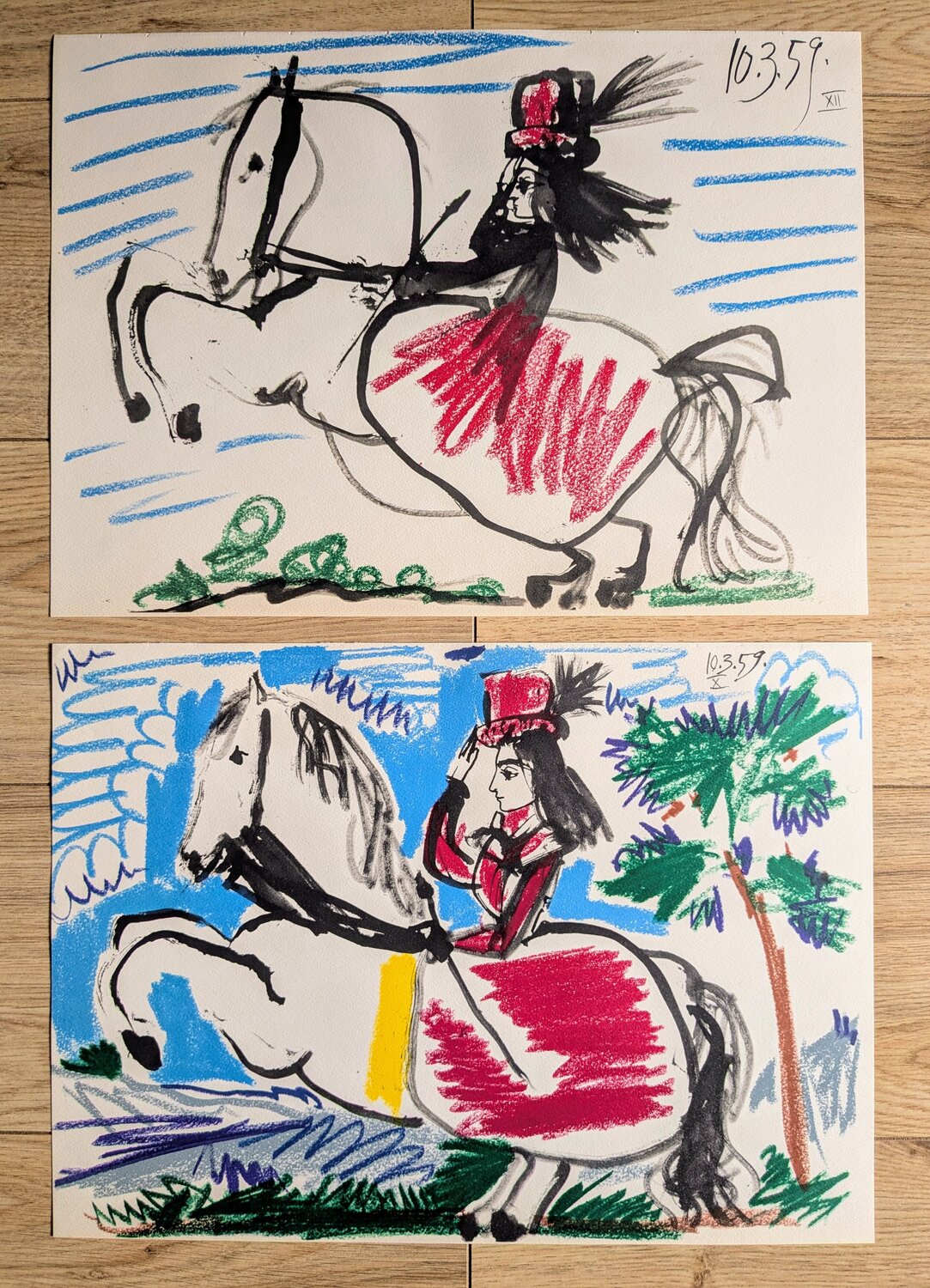 The Knight Woman/Jacqueline Riding - Two Color Lithographic impressions ...