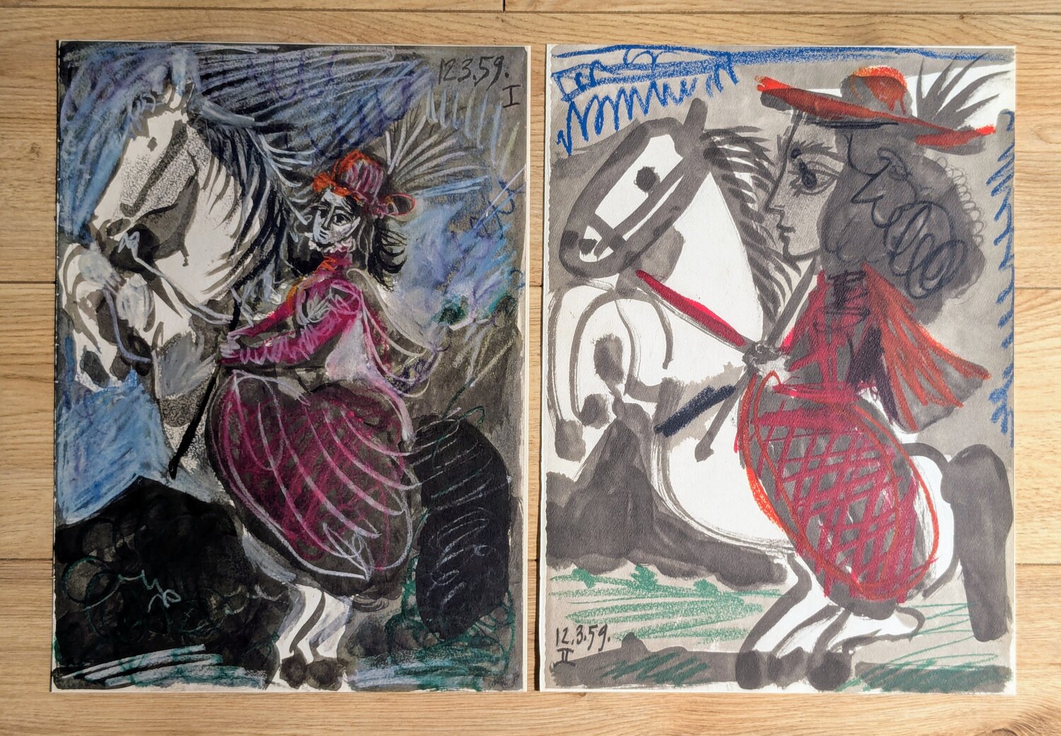 The Knight Woman/Jacqueline Riding - Two Color Lithographic impressions ...