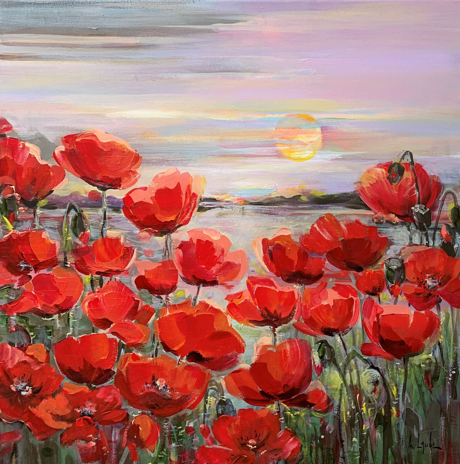 Poppy Flowers Abstract Painting
