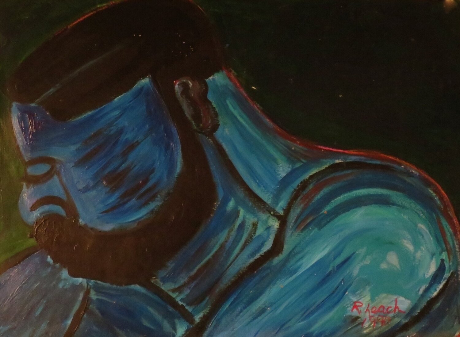 Blue Male by Bob Leach (1991) : Work on Paper Acrylic, Paper - Singulart
