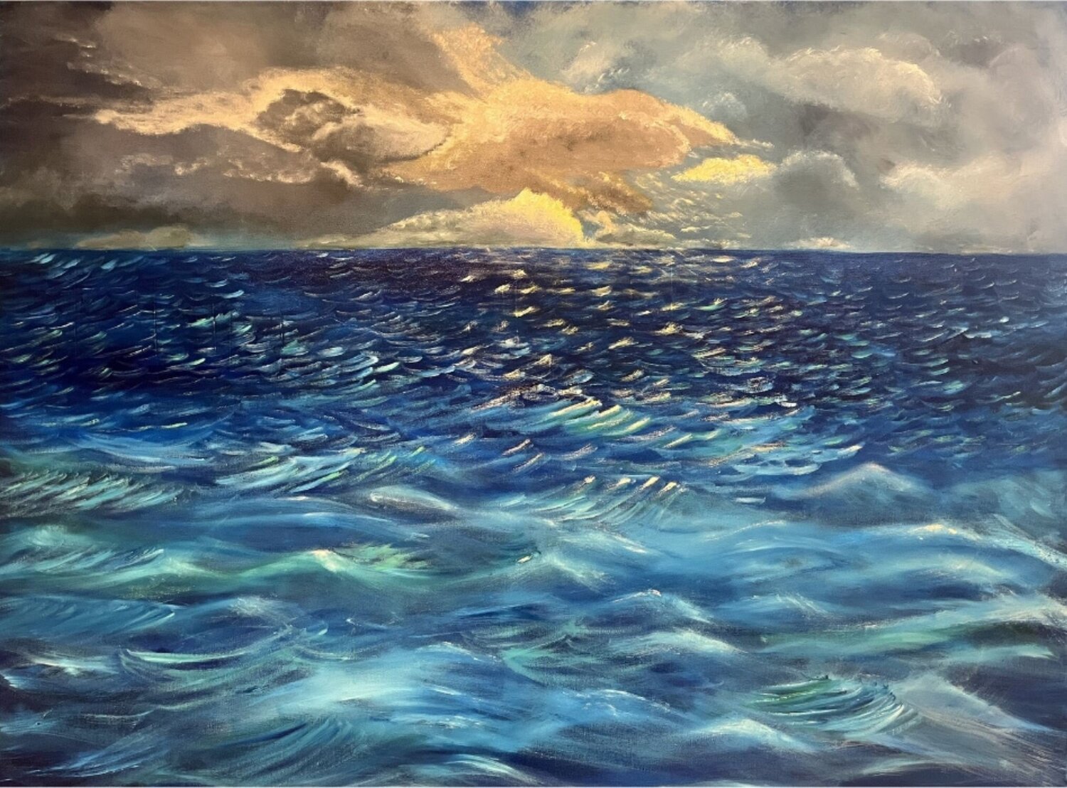 Tempestuous Deep by Avril Haubrich (2024) : Painting Oil, Silver leaf on Canvas - Singulart
