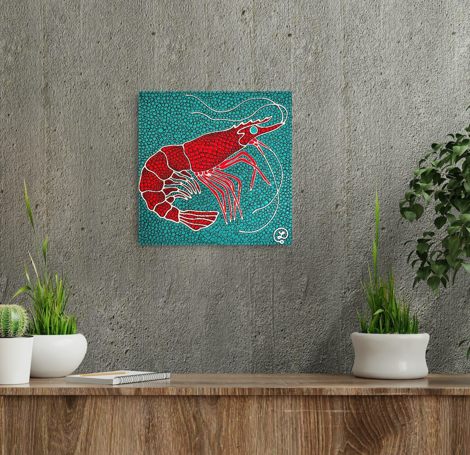 Red Shrimp by Oxana Lazari (2025) : Painting Acrylic on Canvas - Singulart