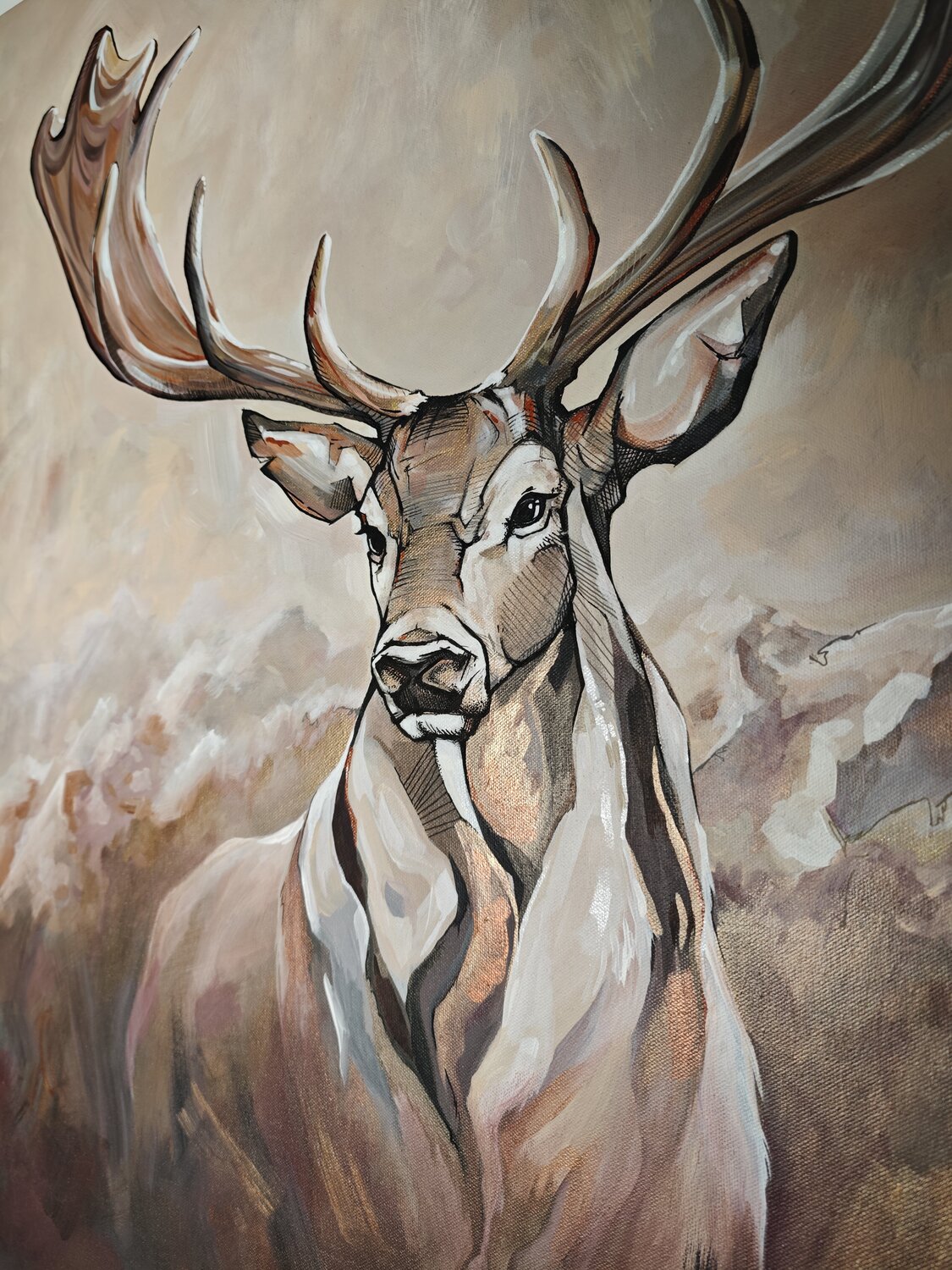 König der Berge (metallic acryl) stolzer Hirsch von Kim Benz (2024 ...